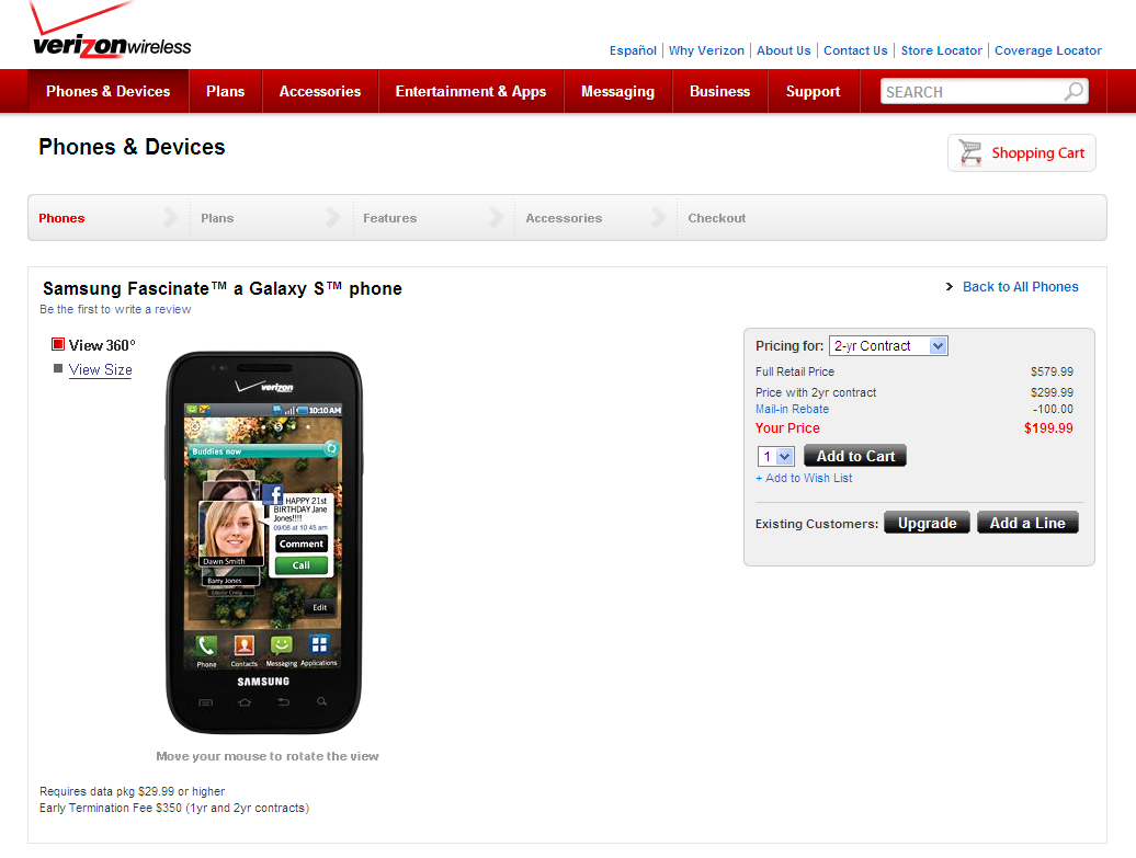 Samsung Fascinate Buy-One-Get-One-Free Deal Now Available On VZW.com