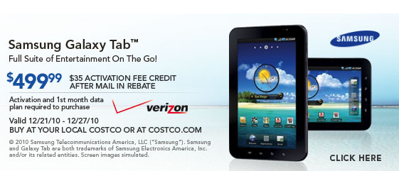 Costco Reduces Price Of Samsung Galaxy Tab To $500 With One Month Of ...