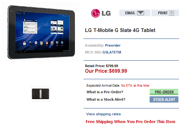 LG Optimus Pad (G-Slate) For T-Mobile Apparently Priced At $700