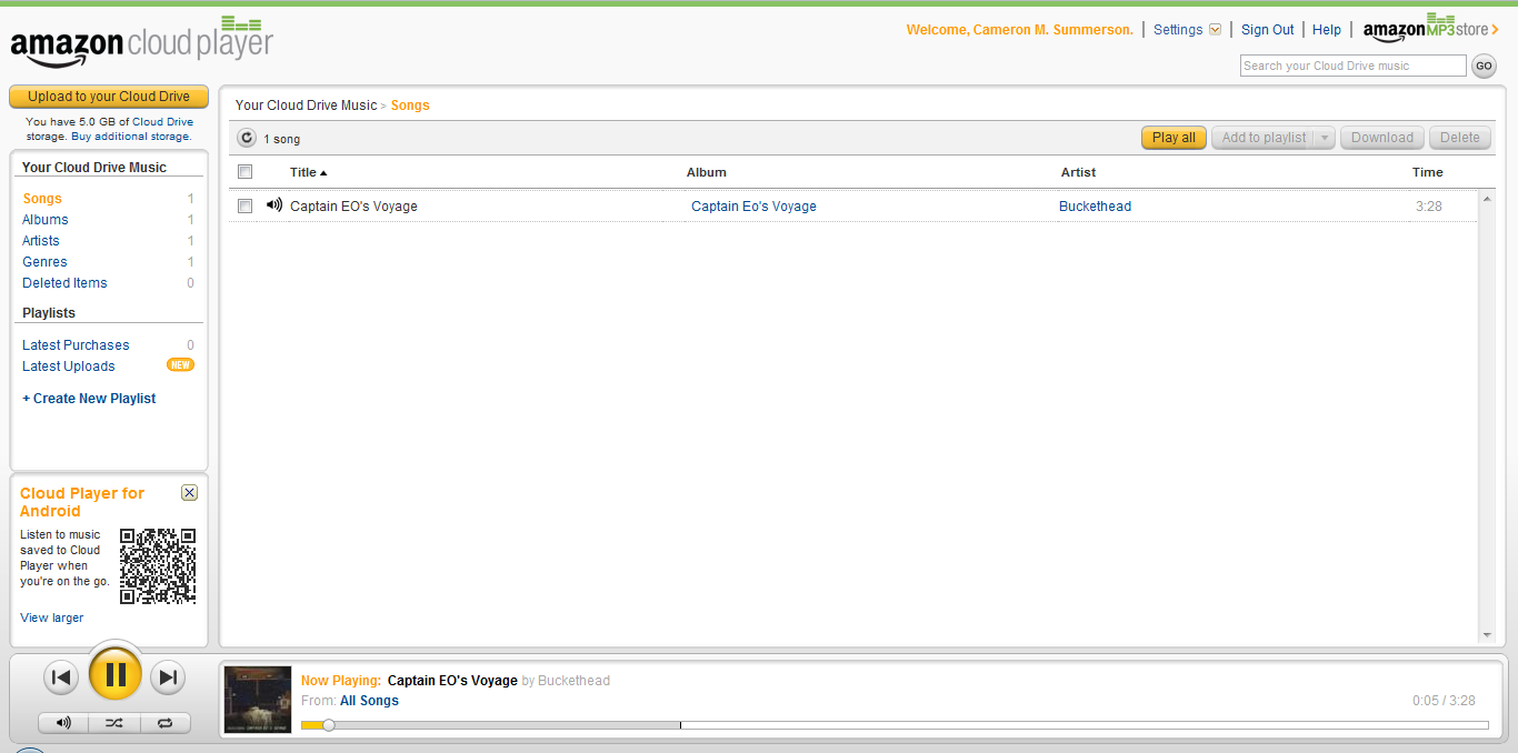 Amazon Launches Cloud Player Music Streaming Service For Android