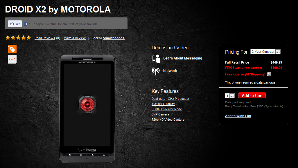 Motorola Droid X2, VZW's First Dual-Core Android Phone, Now Live At VZW ...