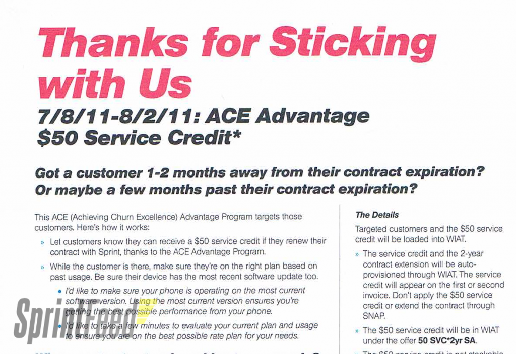 Sprint Offering $50 Incentive To Customers Close To The End Of Their ...