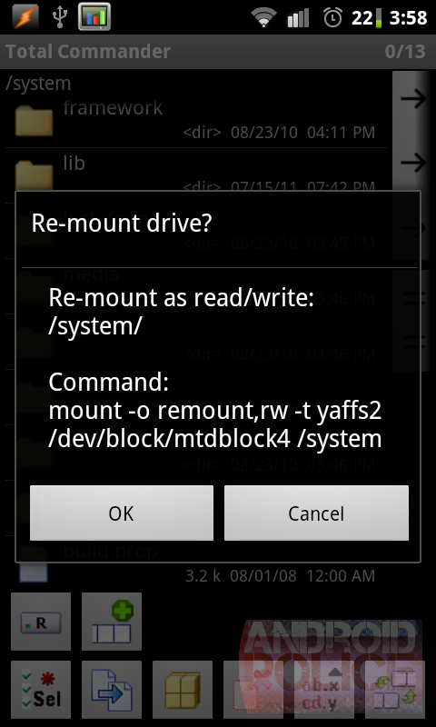 Tip How To Enable Writing To Read Only Partitions Remount Rw In Total Commander For Android
