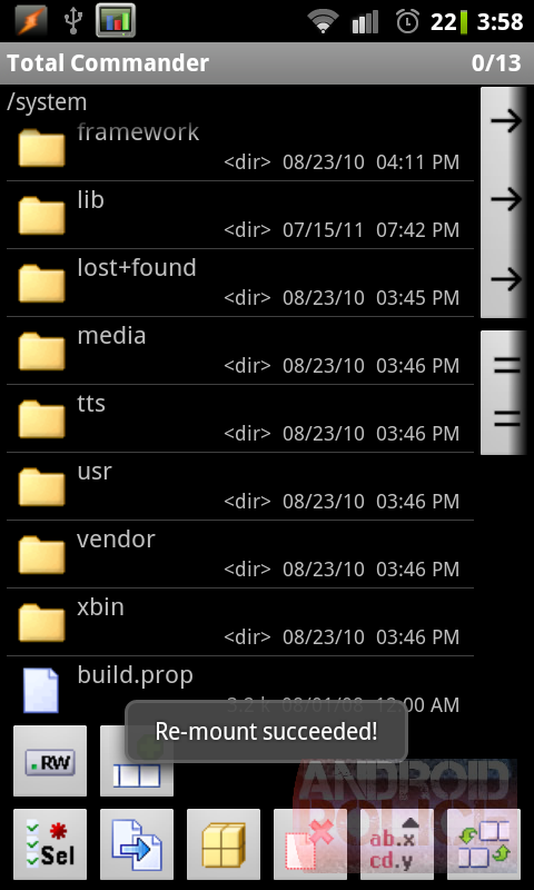 Tip How To Enable Writing To Read Only Partitions Remount Rw In Total Commander For Android