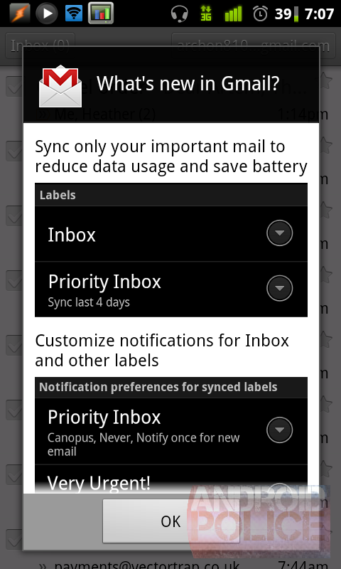 Gmail For Android Updated To V2.3.5 - Selective Mail Sync And Label ...