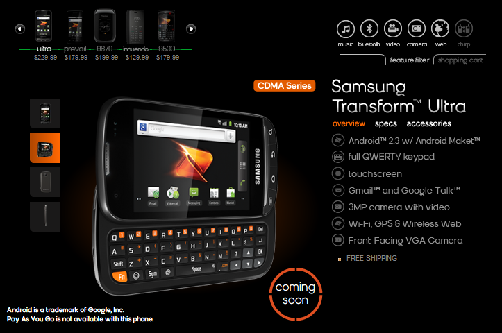 Sprint Announces Samsung Transform Ultra For Boost Mobile: 1Ghz ...