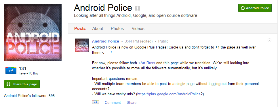 Android Police Google+ Page Now Live, Come Join In On The Fun