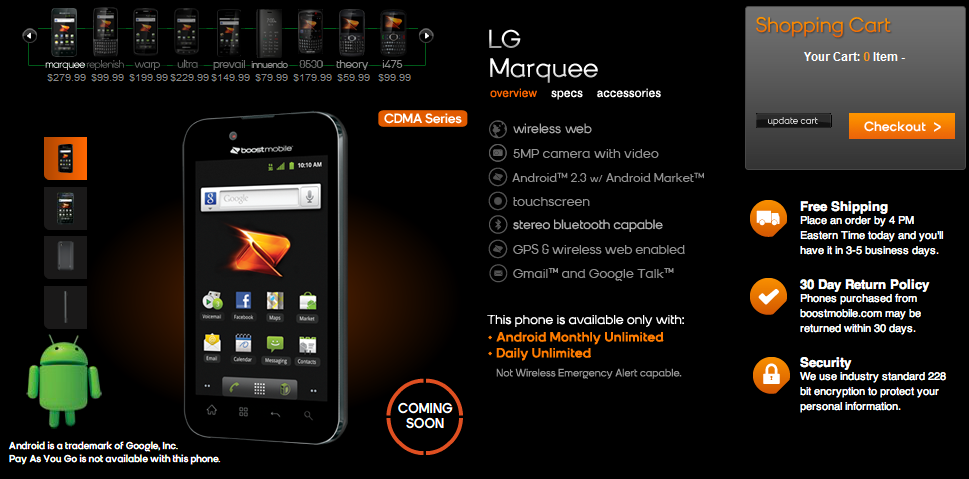 LG Marquee Coming To Boost Mobile On January 23 For $280