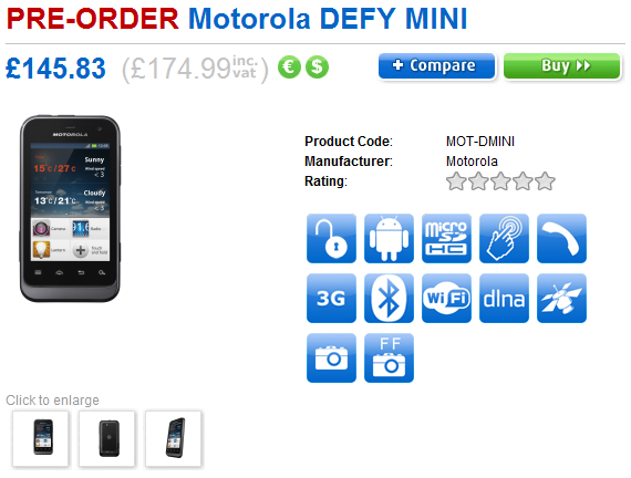 Motorola Motoluxe & Defy Mini Available Now For Pre-Order From Clove ...