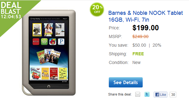 Deal Alert: NOOK Tablet On Sale For $200 Shipped Via eBay Daily Deals ...