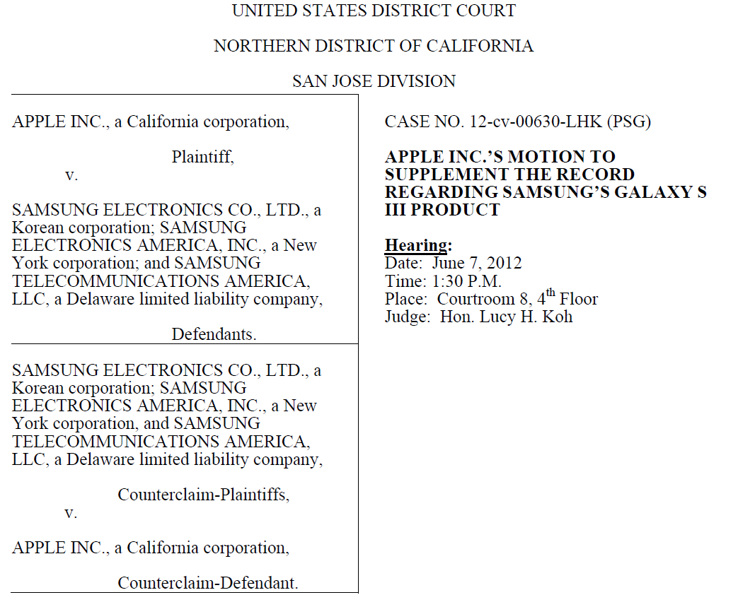 [Update: Samsung Responds] Apple Amends Lawsuit Against Samsung To Include Galaxy S III ...