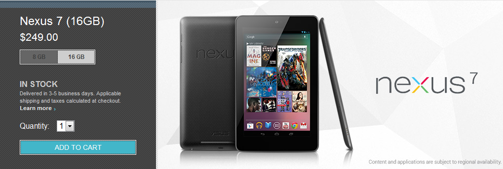 Nexus 7 16GB Now In Stock On The Play Store