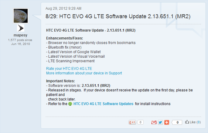 HTC EVO 4G LTE Receives Software Update To Android 4.0.4, Sense 4.1 ...
