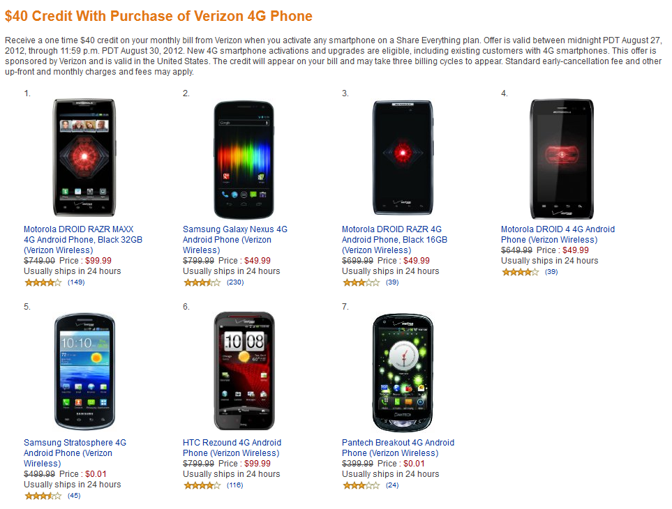 [Update: It's Back] Verizon Offering $40 Bill Credit For New 4G Phones ...