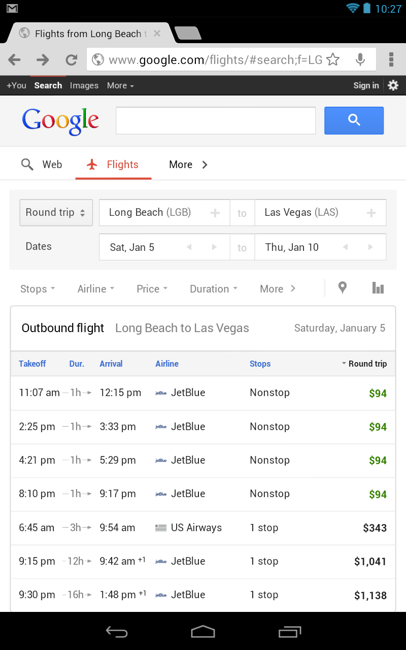Google Unveils Flight Searches From The Browser For Tablets, And It's ...