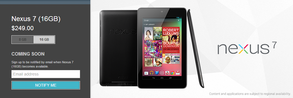 Nexus 7 16GB Now Out Of Stock In Google Play Store
