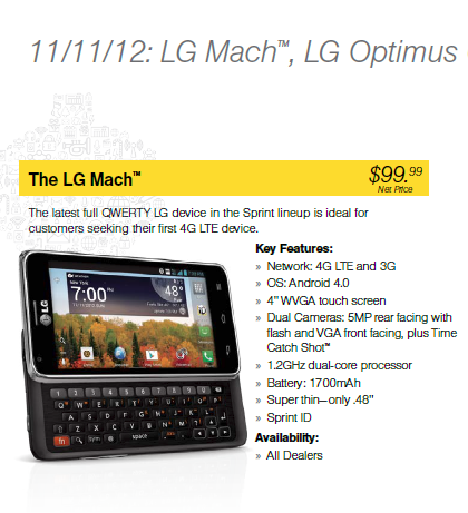 [Update: Price And Release Date] Sprint Announces Mid-Range LG Mach - 1 ...