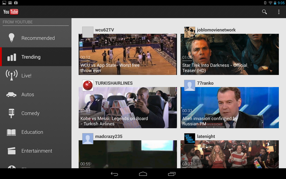 YouTube Updated With Brand New UI For 10" Tablets