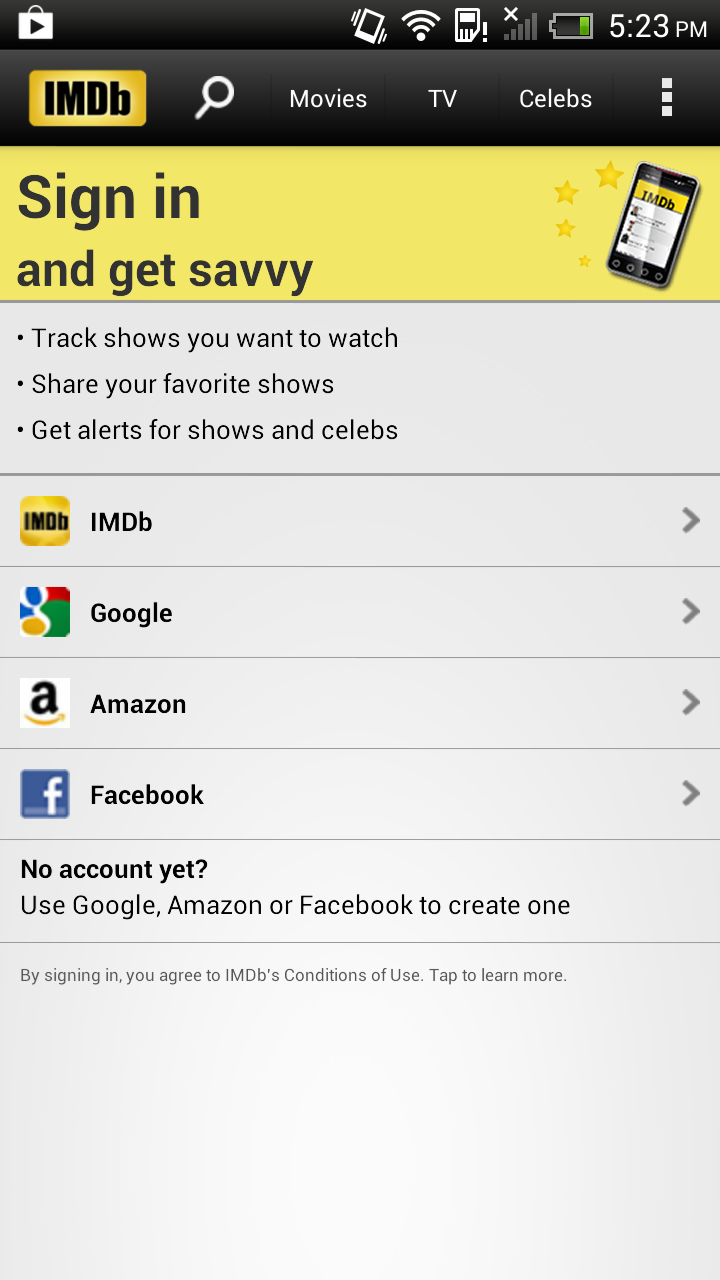 IMDB For Android Now Lets You Sign In With Your Google Account, Because ...