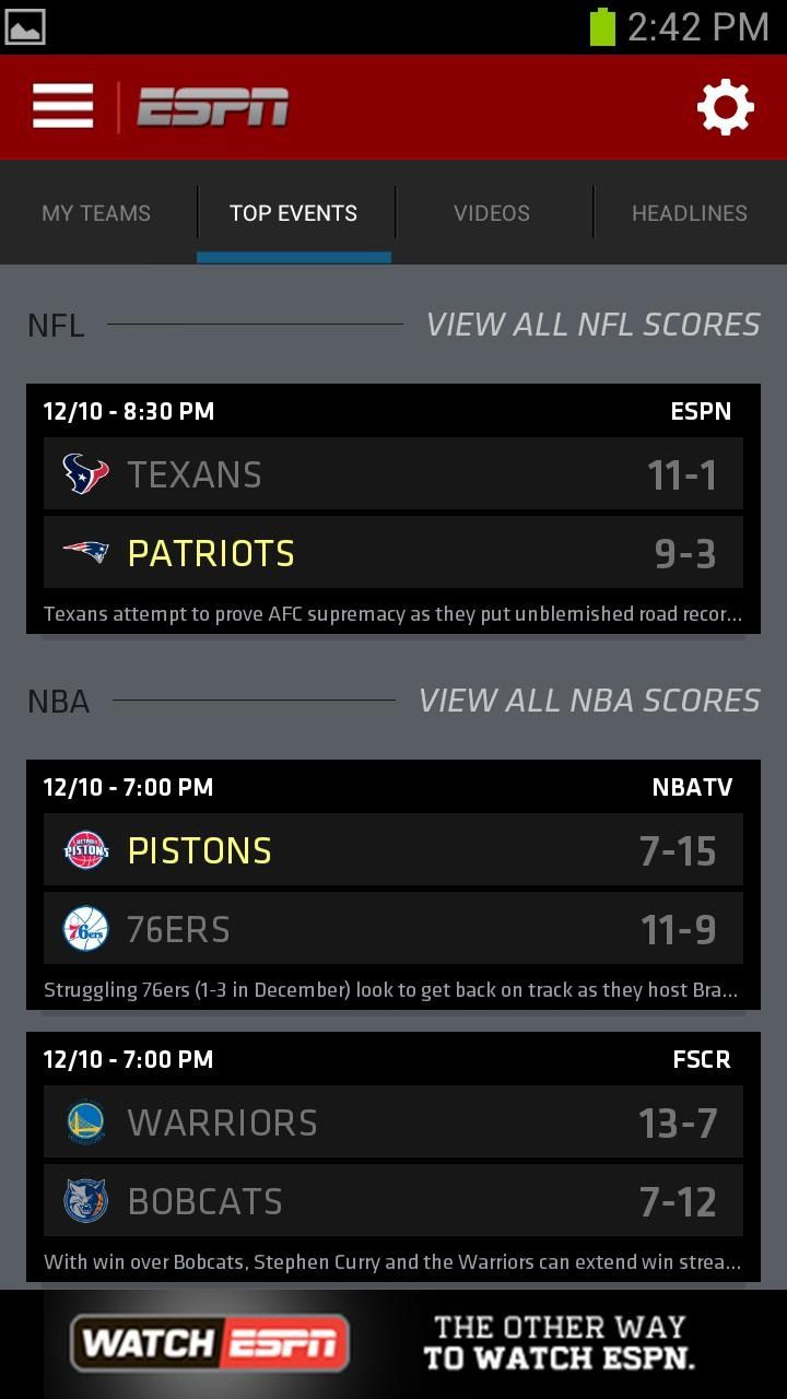 ESPN ScoreCenter App Goes 3.0, Finally Adopts Modern Android Interface