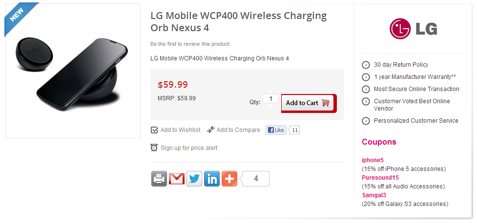 LG's Nexus 4 Orb Charger Now Available For Pre-Order At Pure Mobile For ...