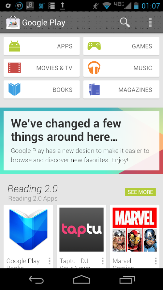 Front Page Of Play Store 4.0 Redesign Revealed By YouTuber
