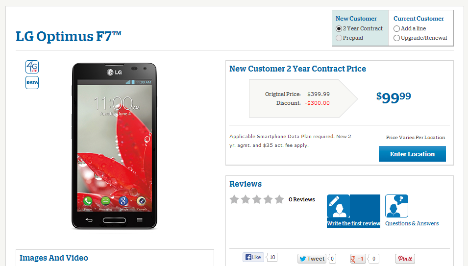 US Cellular Quietly Launches The Recently-Leaked LG Optimus F7 For $99 ...