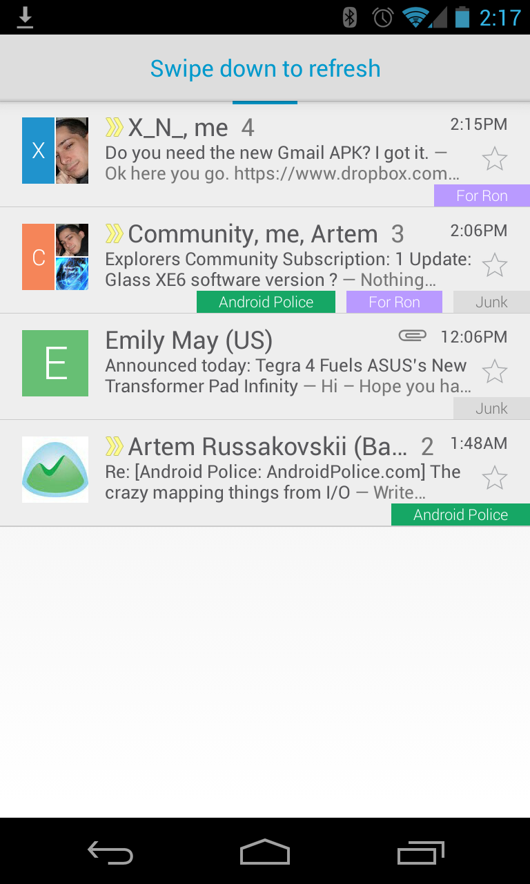 Google Begins Wide Rollout Of Refreshed Gmail App (v4.5) - Slideout ...