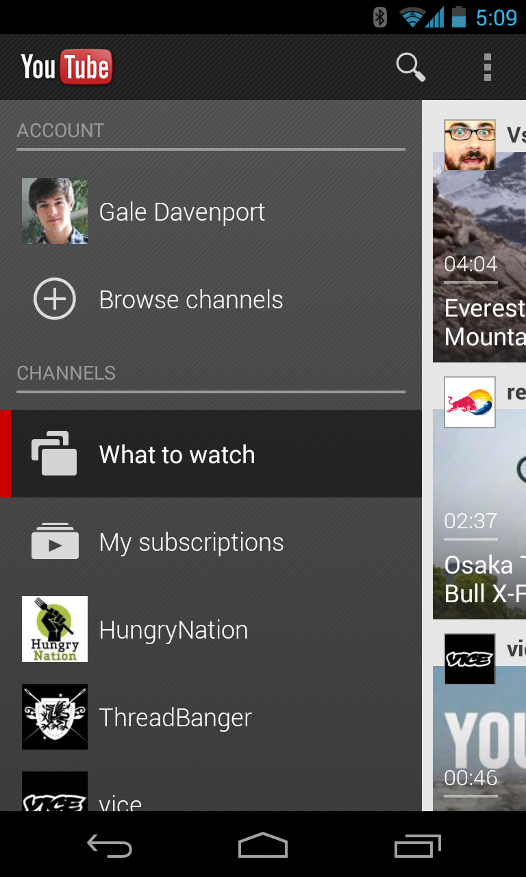 YouTube App Updated To 4.5.17 With Slide-Out Navigation Menu And Video ...