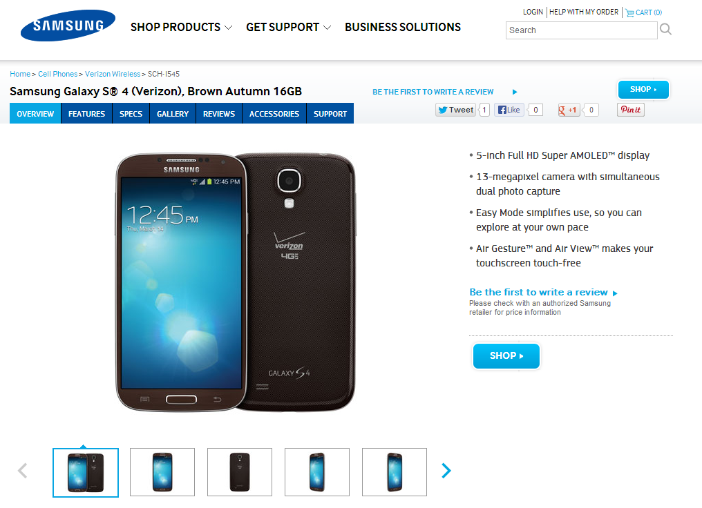 Verizon Galaxy S4 Now Available In Autumn Brown Color, But Something's ...