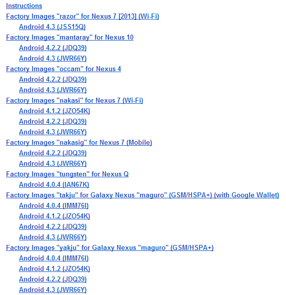 Nexus Driver Binaries And Factory Images JSS15Q (2013 Nexus 7) And ...