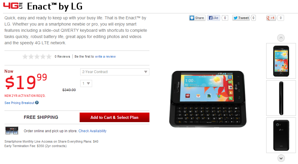 LG Enact Now Available On Verizon: $20 On-Contract For A Budget QWERTY ...
