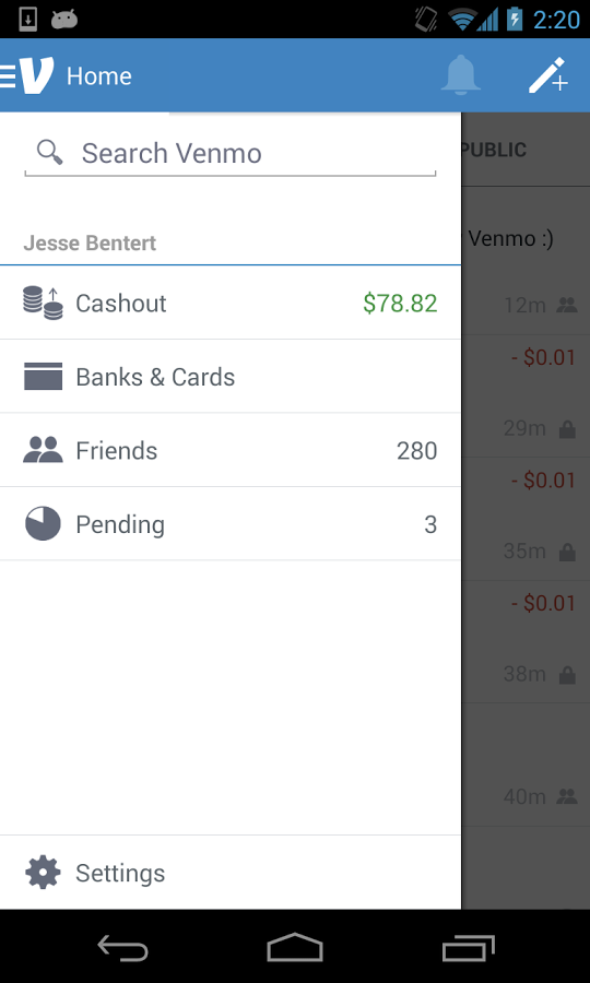 Venmo 5.0 Introduces New Holo-Friendly Look, More Responsive News Feed ...