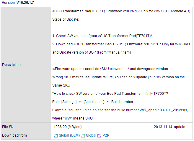 Android 4.3 For The Asus Transformer Pad TF701T (v10.26.1.7) Arrives 4 ... Android 4.3 For The Asus Transformer Pad TF701T (v10.26.1.7) Arrives 4 ...