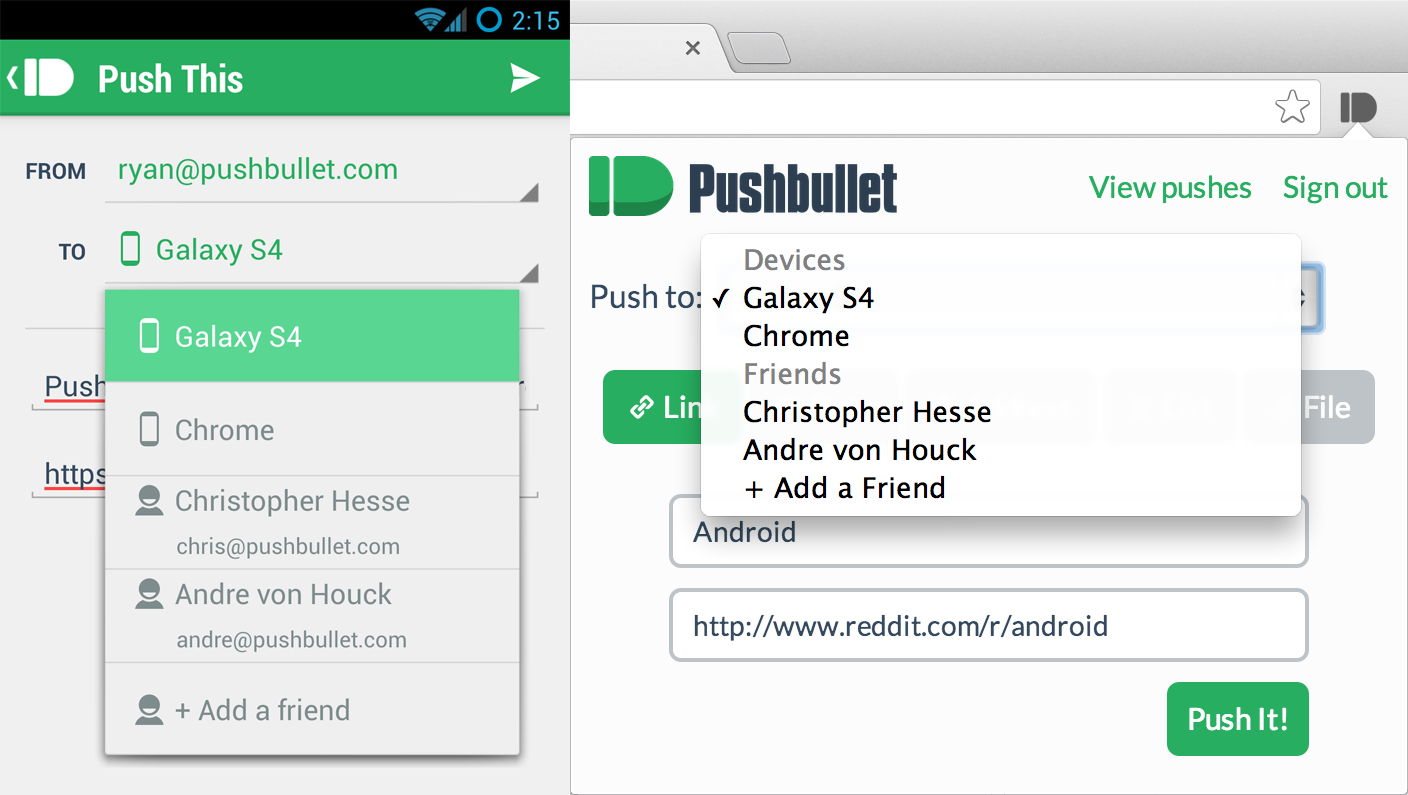 PushBullet Version 12 Revamps Push-To-Friends Interface, Makes It Much Easier To Share Files ...