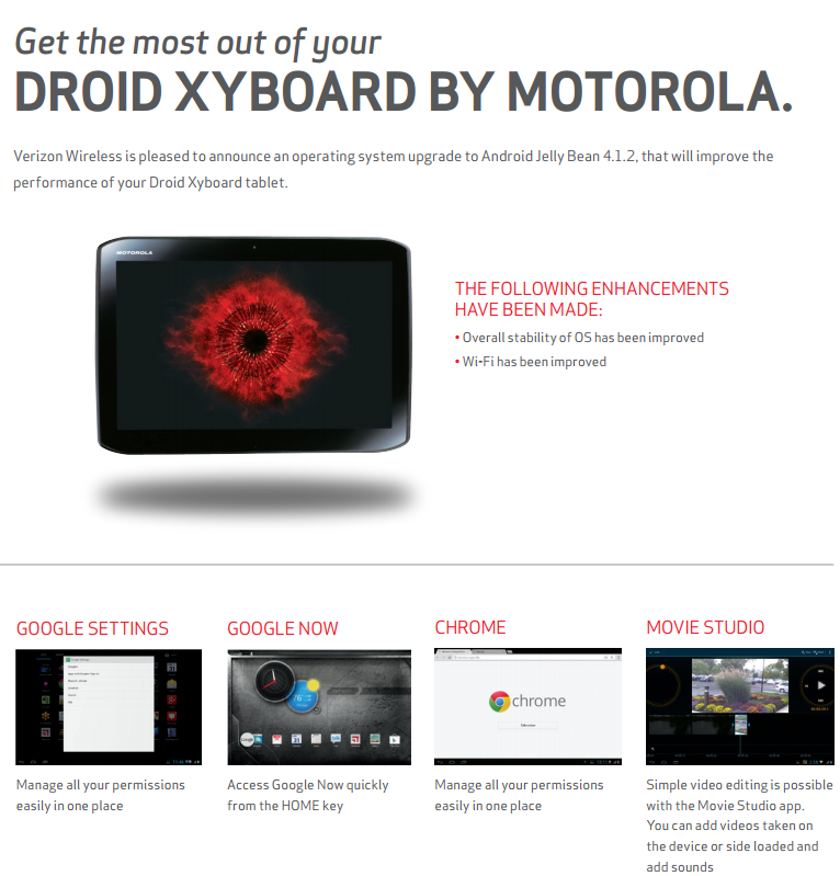 Verizon Pushing Android 4.1.2 To Both Droid Xyboards Right Now