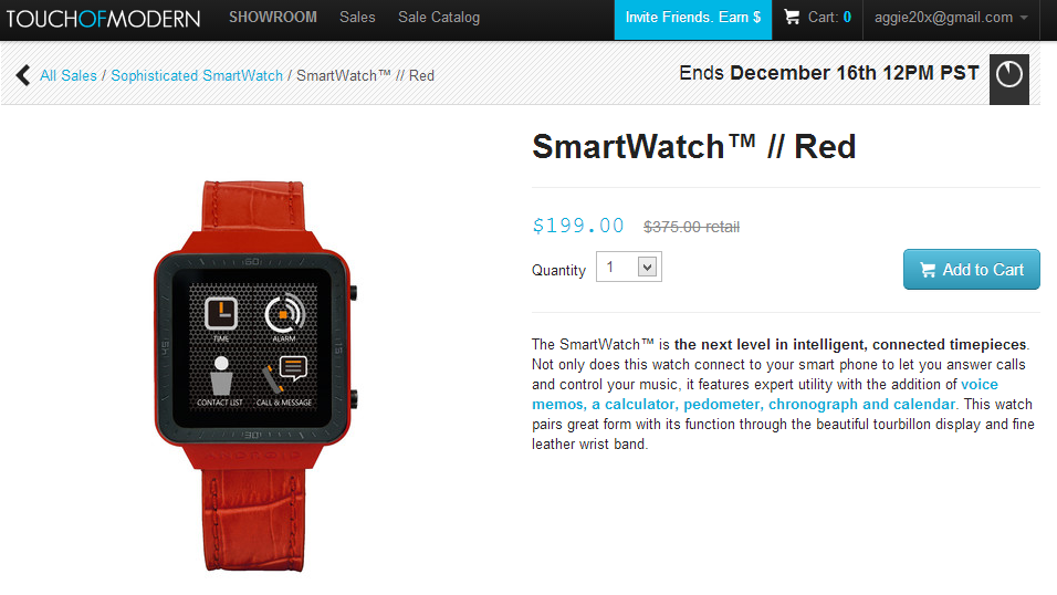 Watch Maker Android USA's Smartwatch Now Available On Touch Of Modern ...