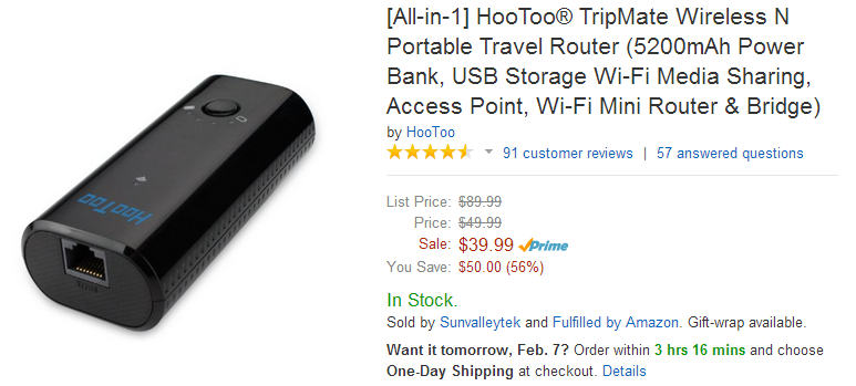 [Deal Alert] HooToo TripMate Wireless N Portable Travel Router (5200mAh ...