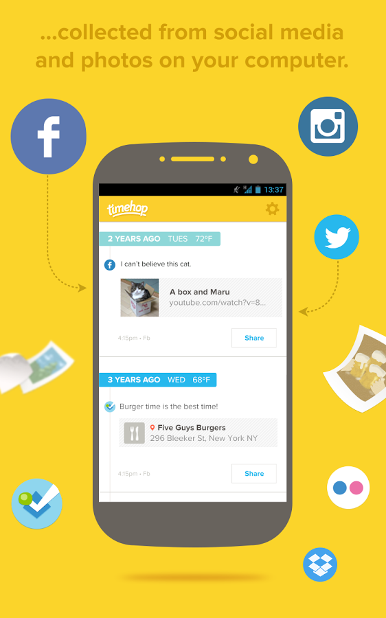 [New App] Timehop Arrives In The Play Store, Takes You On A Tour Of ...
