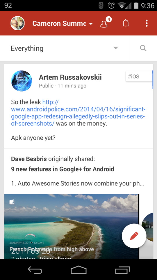 [APK Download] Google+ App Gets A Big Update To v4.4 With A New UI ...