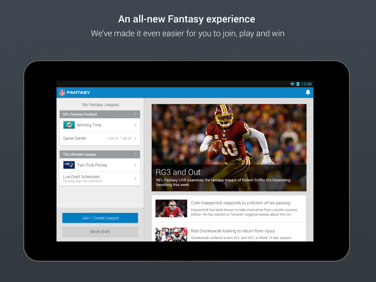 The NFL's Completely Redesigned Fantasy Football Android App Sports A ...