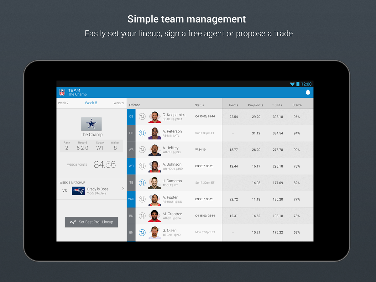 The NFL's Completely Redesigned Fantasy Football Android App Sports A ...