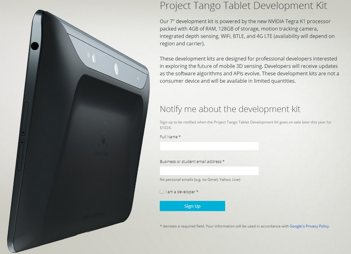 Google Announces Project Tango Tablet Development Kit Powered By NVIDIA ...