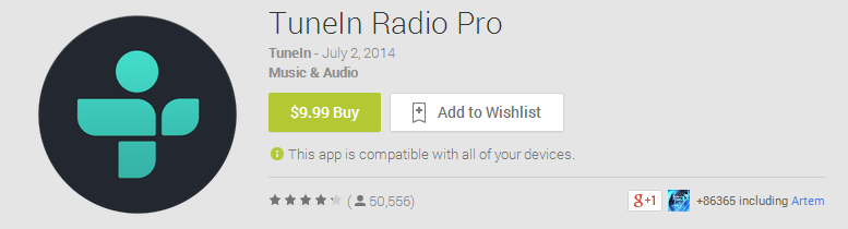 TuneIn Radio Pro Price Jumps From $3.99 To $9.99 Without Explanation