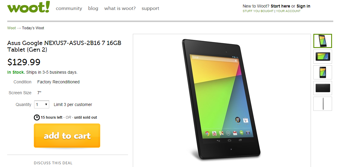 [Deal Alert] Woot Is Selling Refurbished 16GB 2nd Gen Nexus 7s For $130