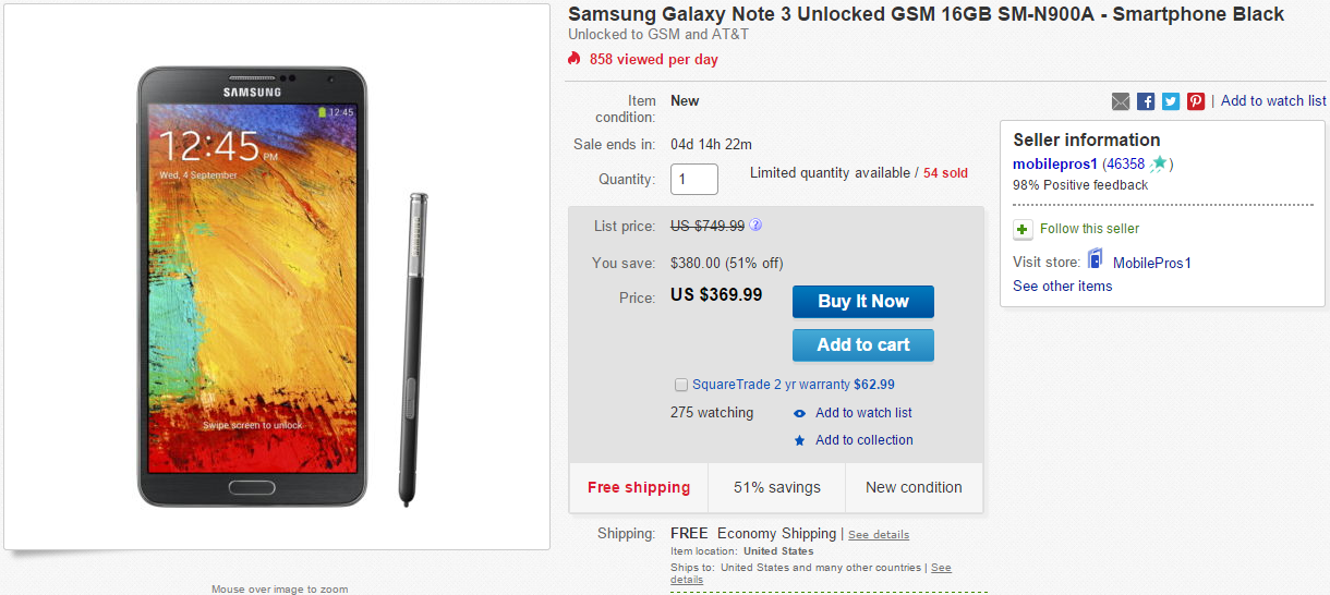 [Deal Alert] Unlocked Samsung Galaxy Note 3 (SM-N900A) On Sale For $369 ...