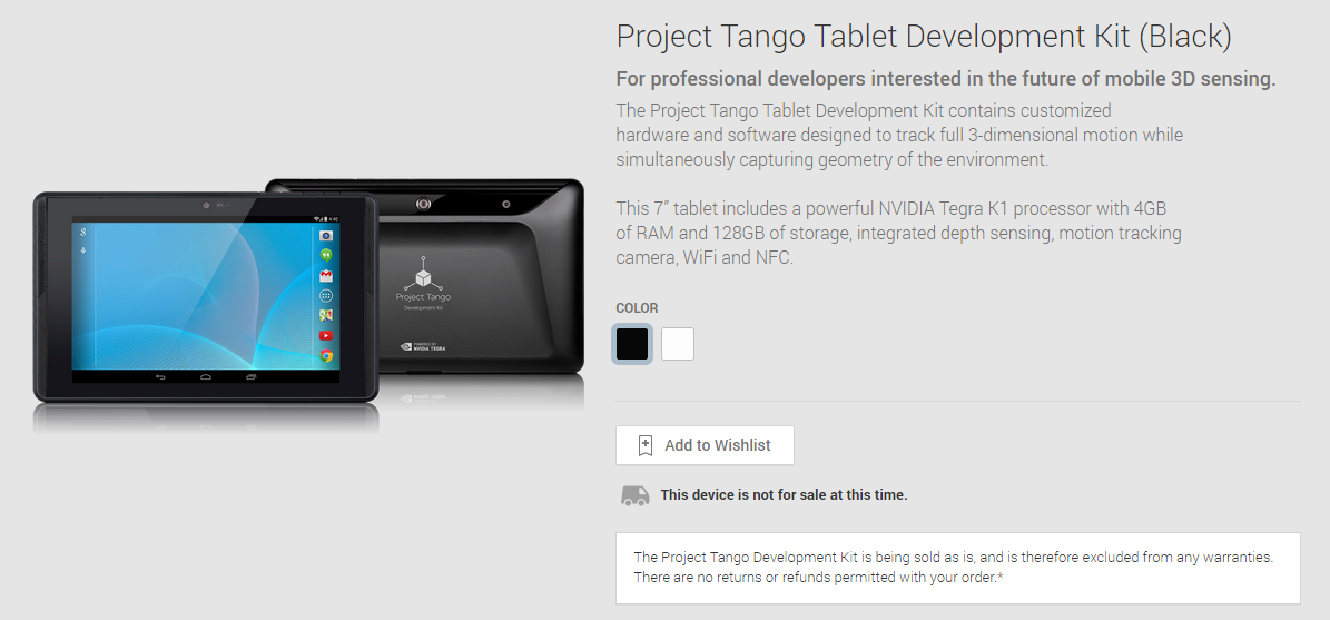The Project Tango Tablet Development Kit Is On The Play Store, But It's ...