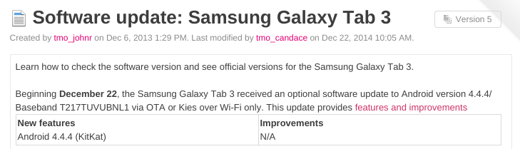 T-Mobile's Galaxy Tab 3 Finally Getting KitKat