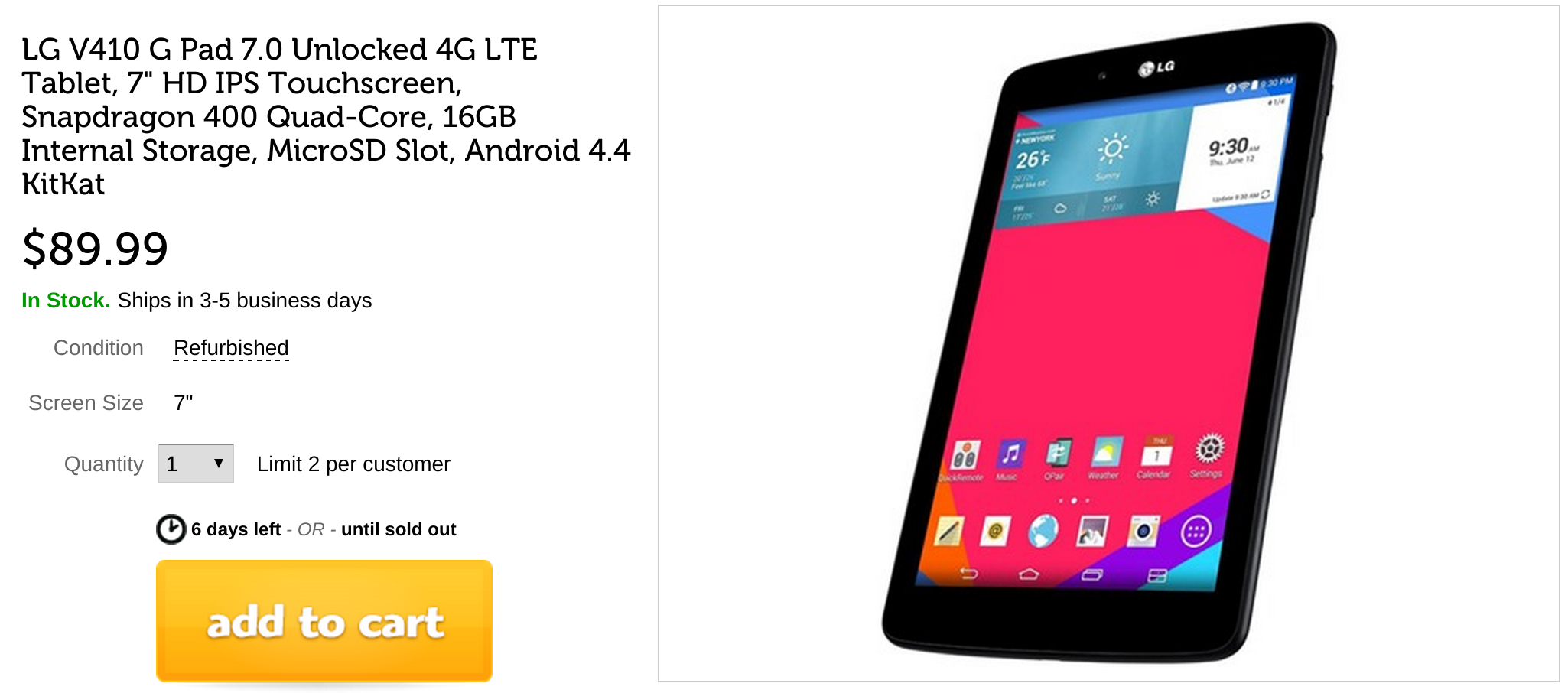 [Deal Alert] Refurbished LG G Pad 7.0 LTE Tablet Currently Just $89 On Woot