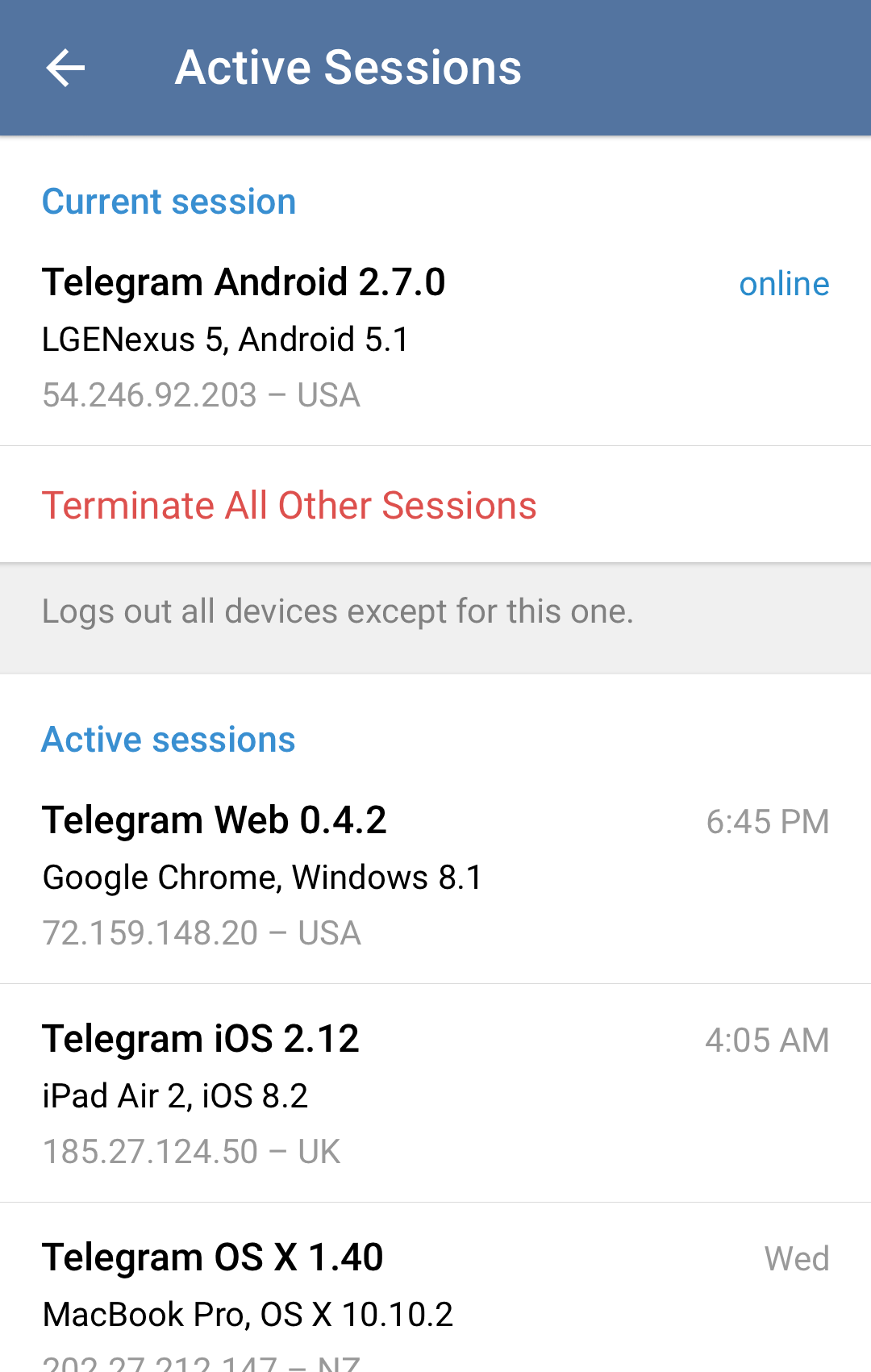 Telegram 2.7 Adds Session Management, 2-Step Verification, And Link ...